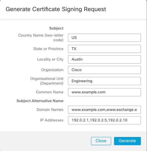 Generating an HTTPS Server Certificate Signing Request