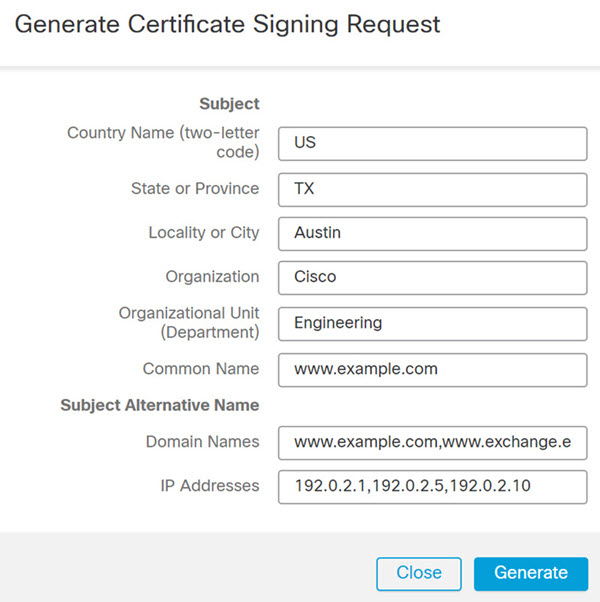 Generating an HTTPS Server Certificate Signing Request
