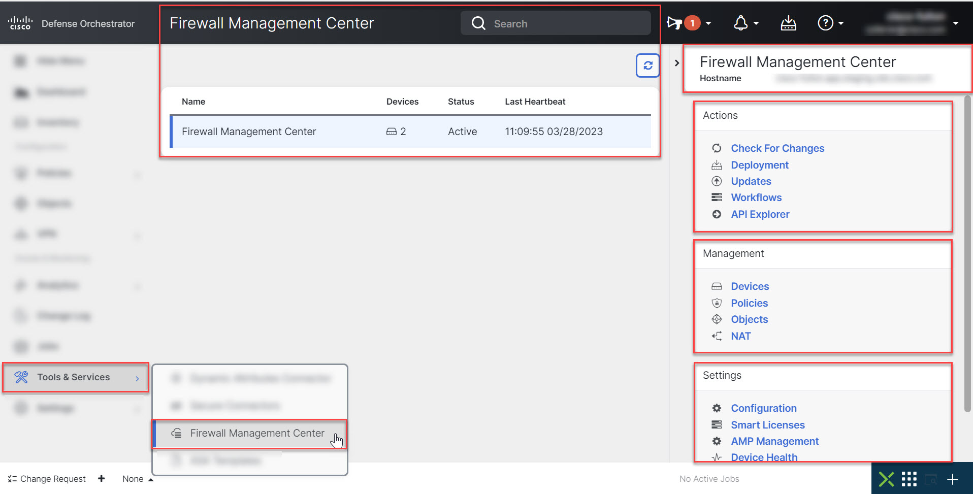 Cloud-delivered Firewall Management Center Application Page